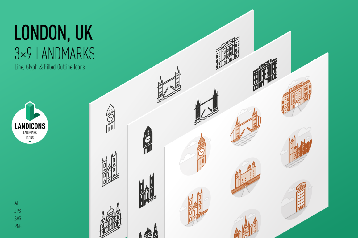 London, UK - Landmark Icon Sets | Landicons